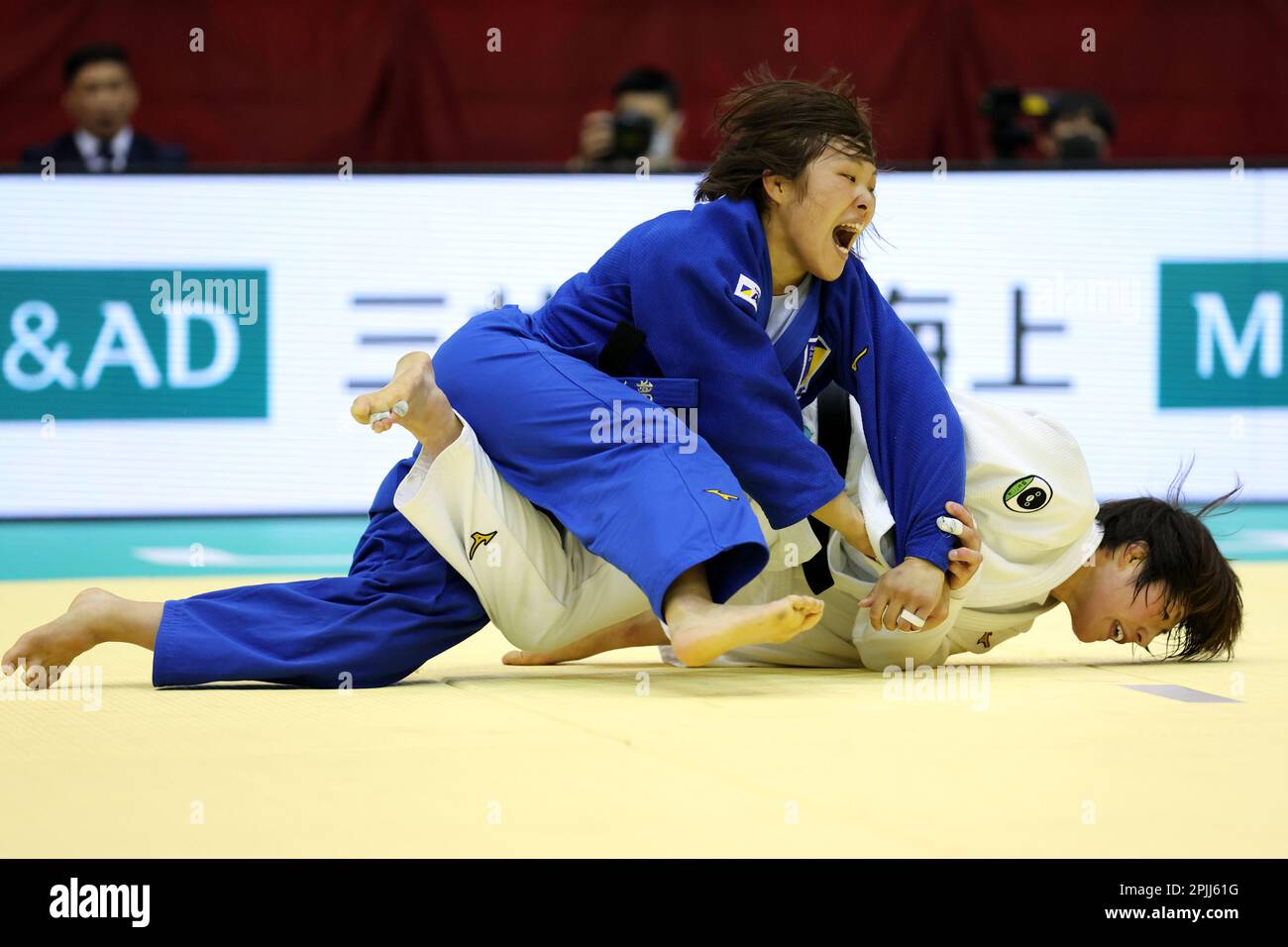 Fukuoka, Japan. 2nd Apr, 2023. (L-R) Momo Tatsukawa, Masako Doi Judo ...