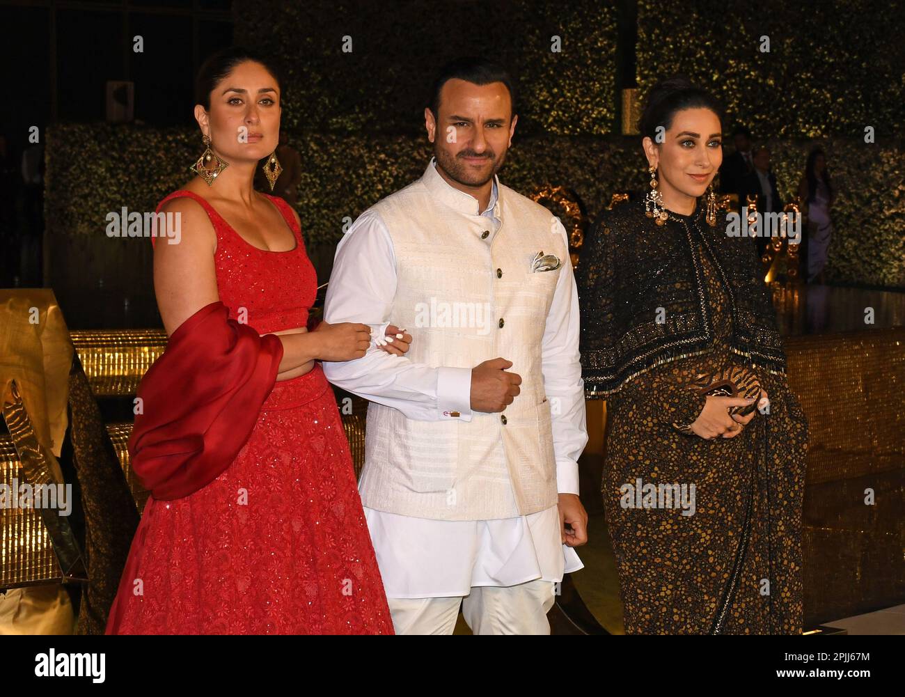 Mumbai, India. 31st Mar, 2023. L-R Bollywood actors Kareena Kapoor Khan, Saif Ali Khan and ...