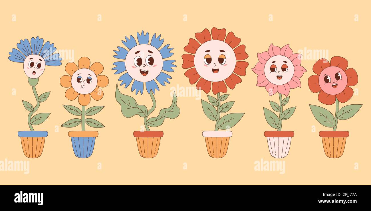 Cartoon Flowers With Faces