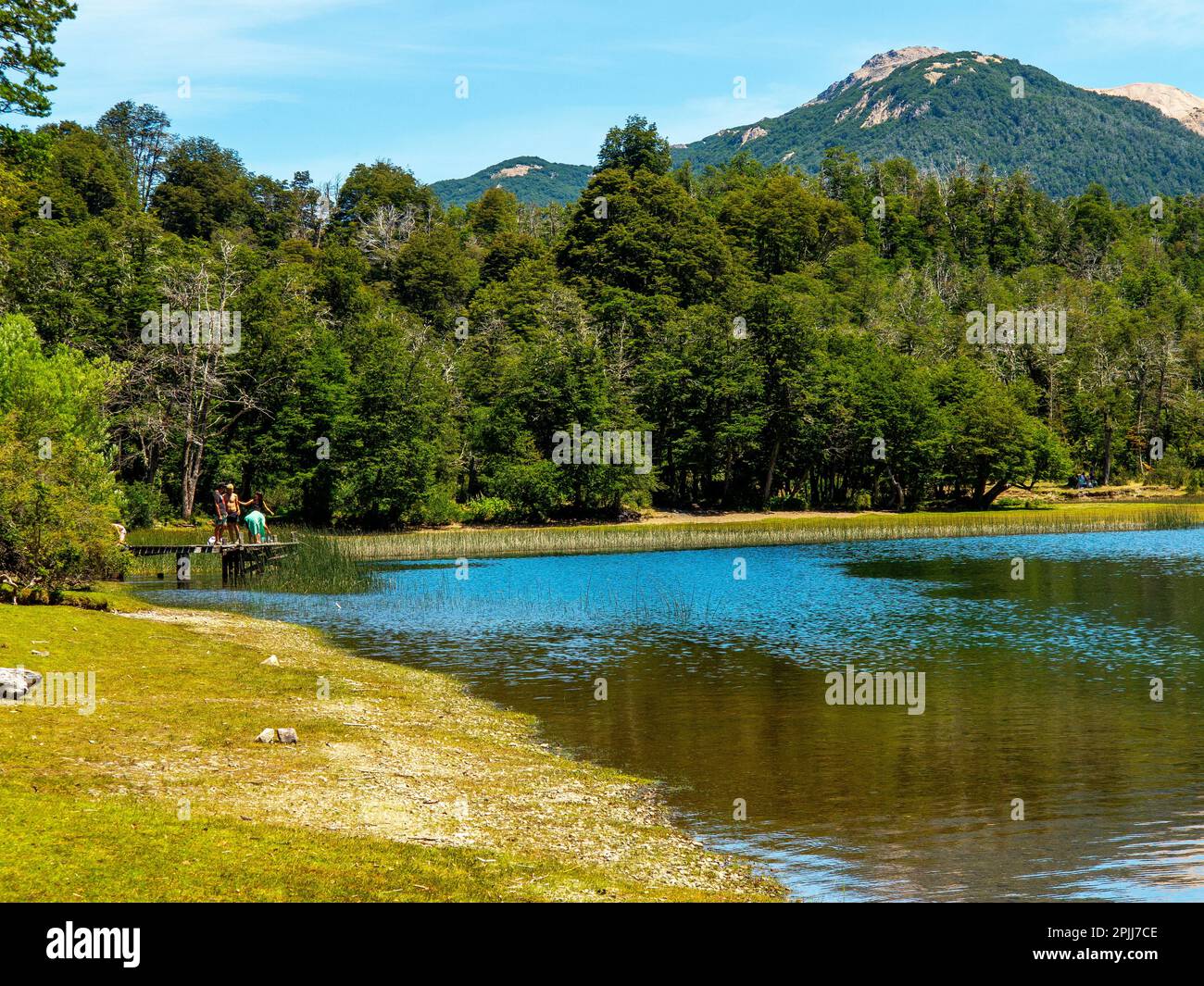 Sport activity on Lake Falkner, Seven Lakes Road, Ruta 40, Neuquén ...