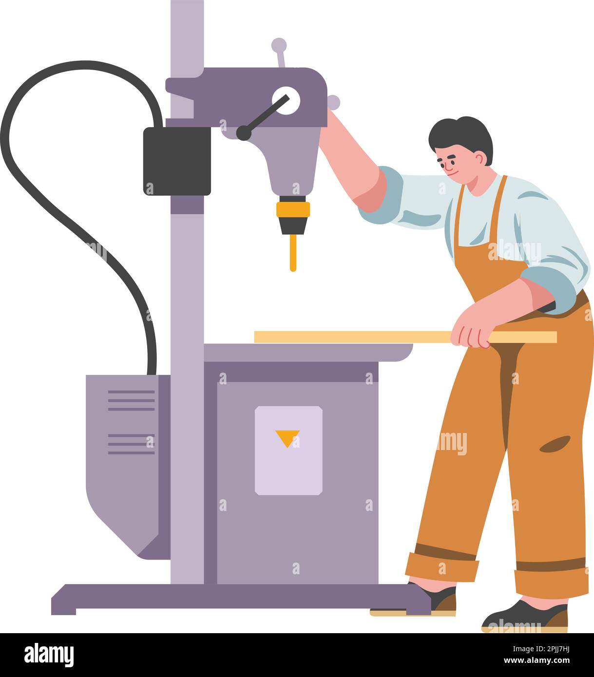 Carpenter working with factory equipment vector Stock Vector Image ...