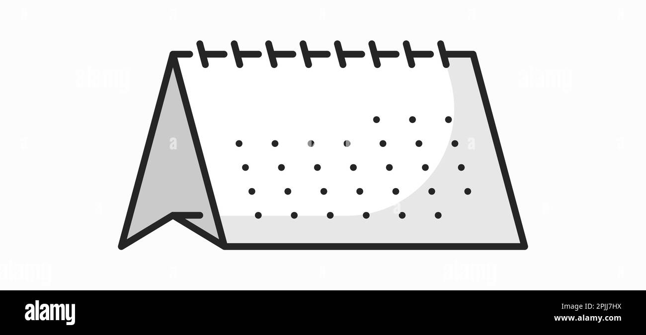 Desk or table spiral calendar outline icon. Vector planning schedule ...