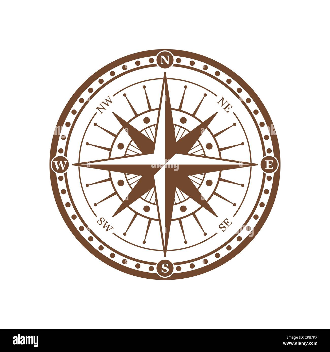 Vintage compass wind rose, medieval nautical navigation sign. Isolated ...