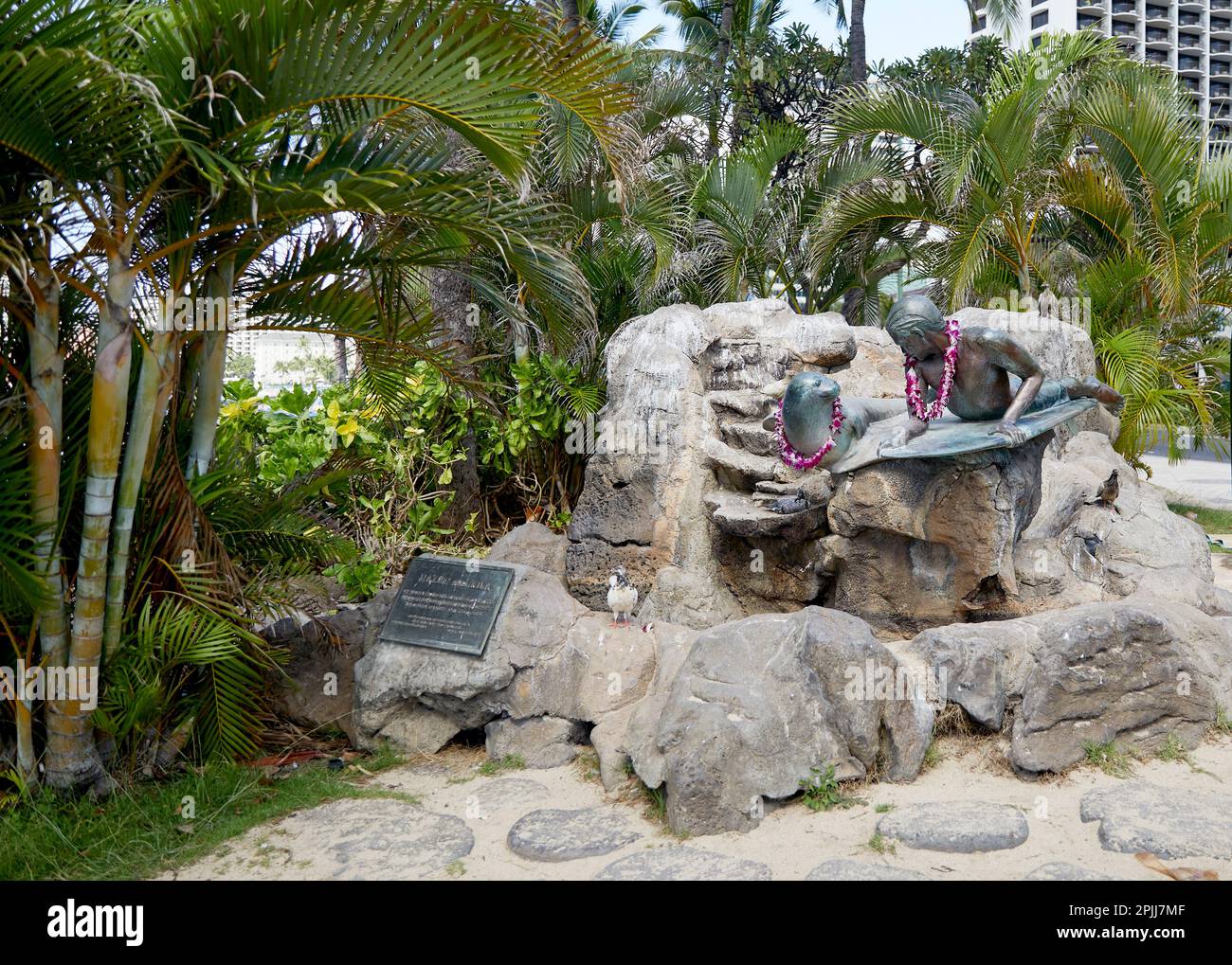 Waikiki,Oahu, Hawaii, USA, - February 6, 2023: Bronze Statue of Makua ...