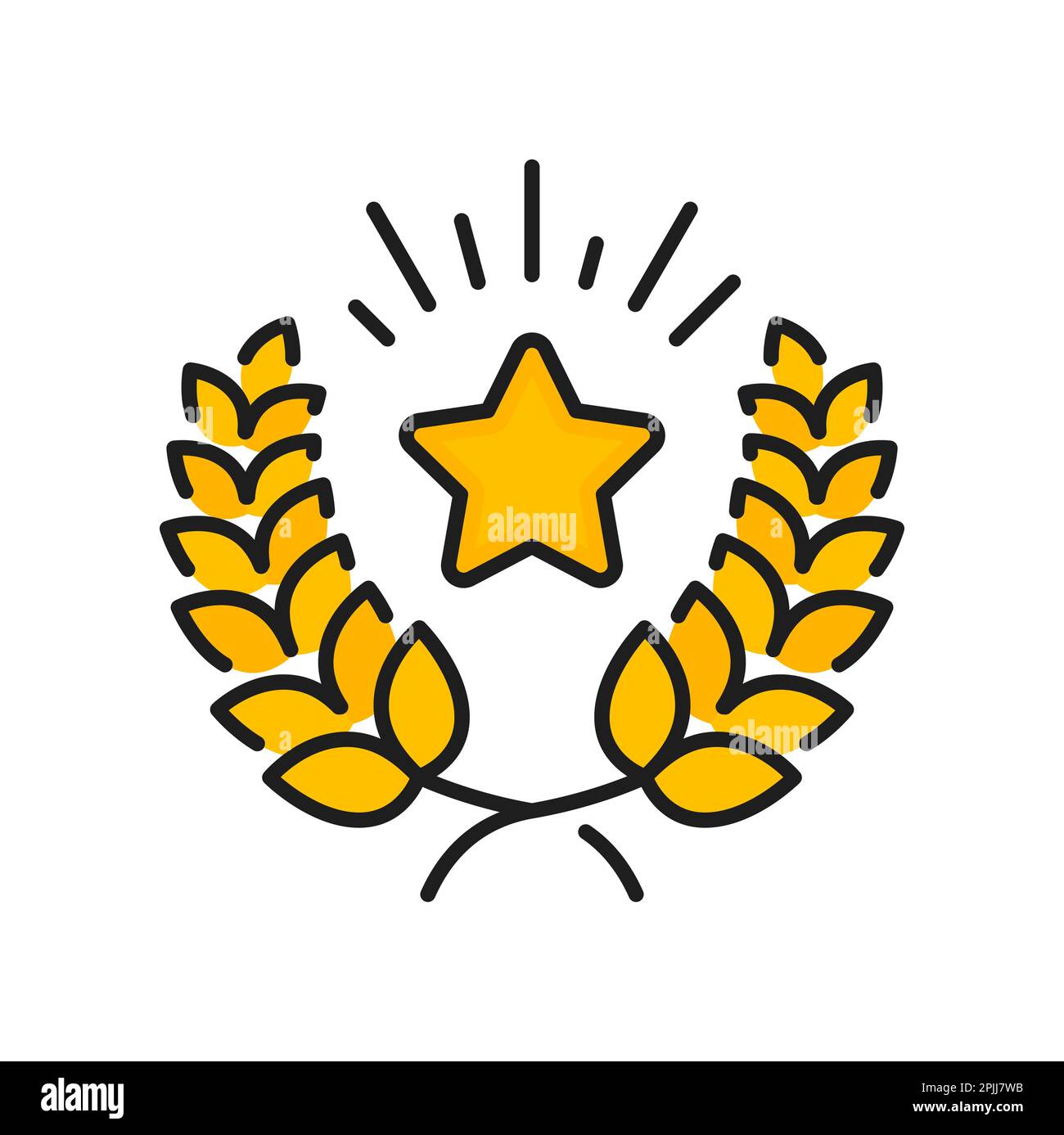 Gold star and laurel wreath vector icon. Special benefits and reward ...
