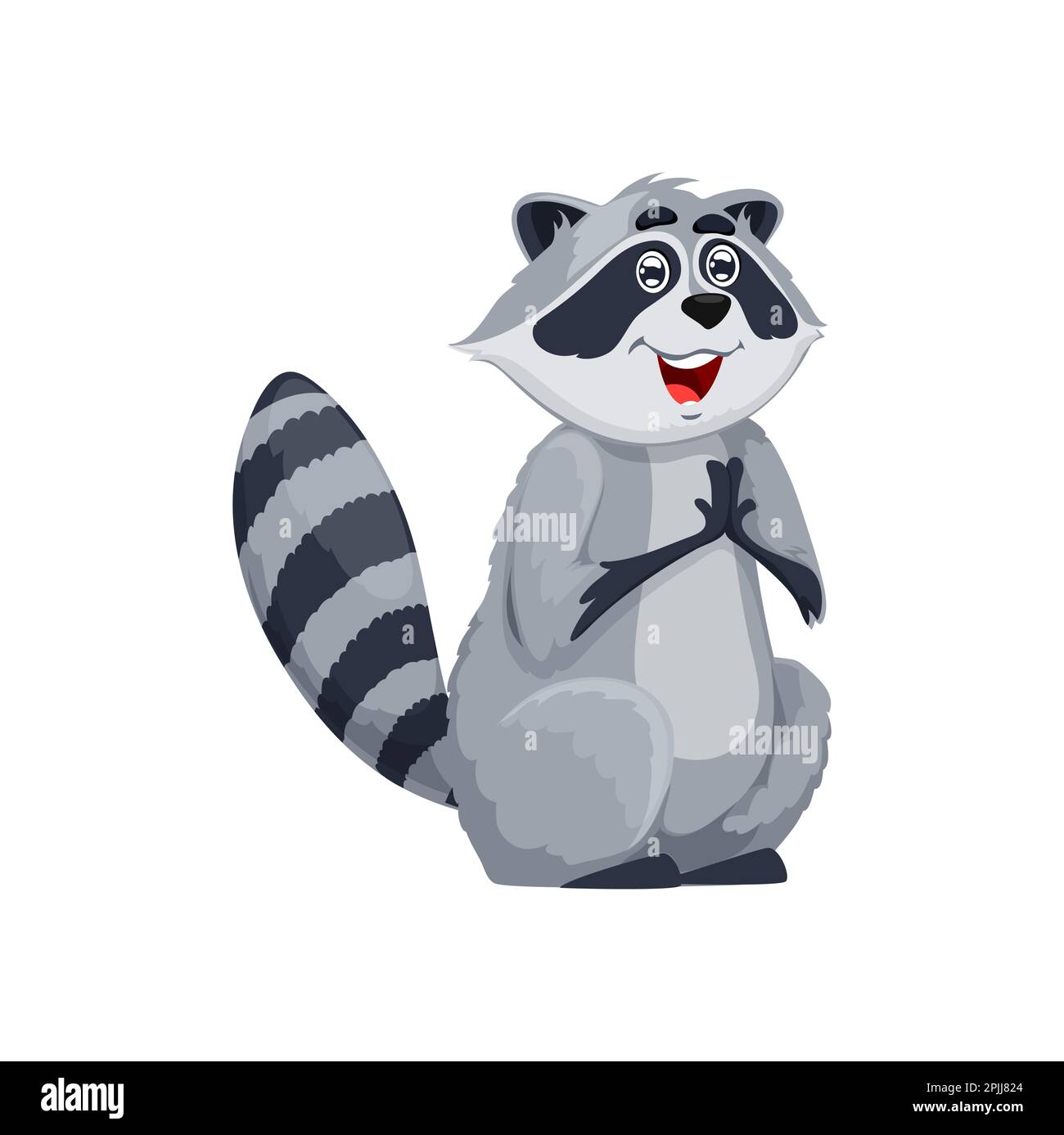 Cartoon laughing raccoon character. Isolated vector wild mammal animal ...