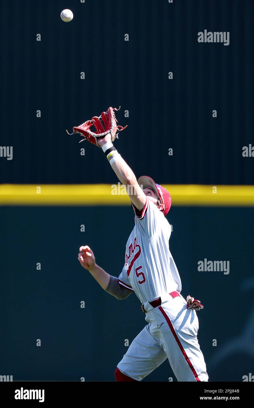 April 2, 2023: Ed Johnson #5 Alabama infielder moves under a shallow ...