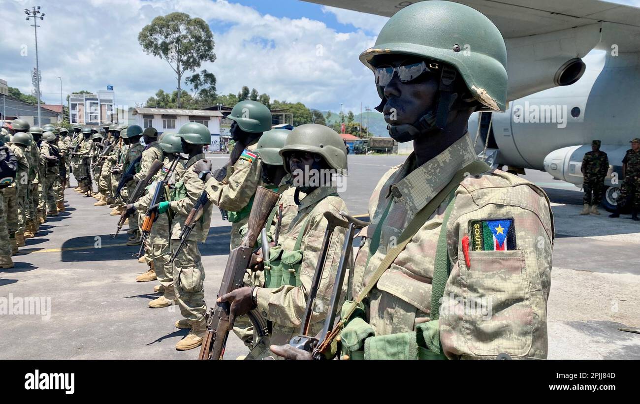 Goma. 2nd Apr, 2023. This photo taken on April 2, 2023 shows soldiers ...