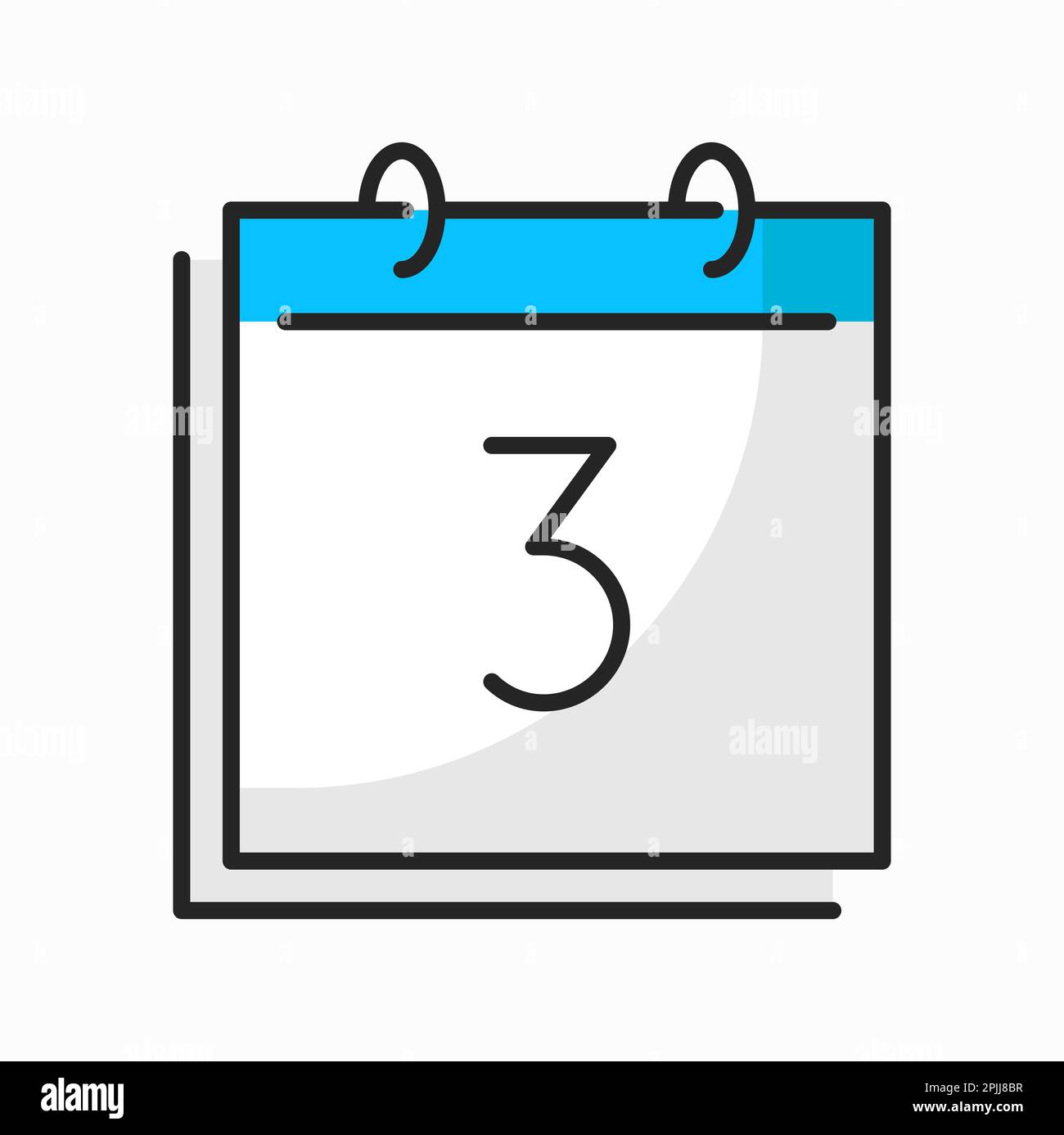 Spiral calendar 3 day date, agenda schedule color outline icon. Vector ...