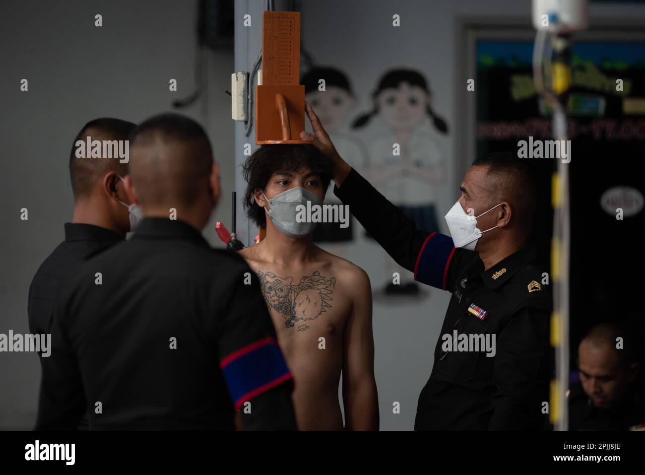 Bangkok, Bangkok, Thailand. 2nd Apr, 2023. A young man gets a physical ...