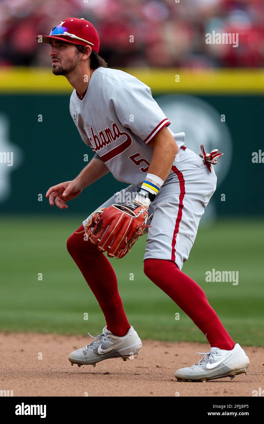 April 2, 2023: Ed Johnson #5 Alabama infielder readies himself as the ...