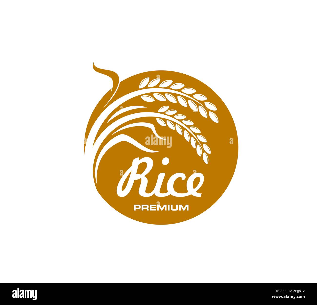 Rice icon, grain food and organic natural agriculture vector plant ...