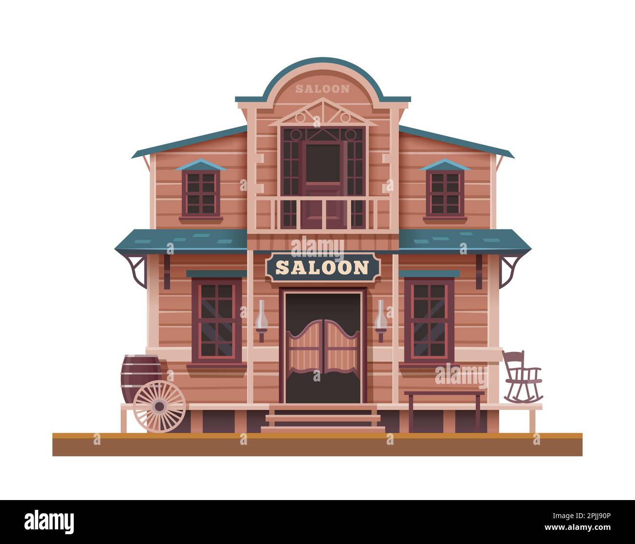 Western, Wild West saloon, cartoon town building or cowboy country bar, vector old house ...
