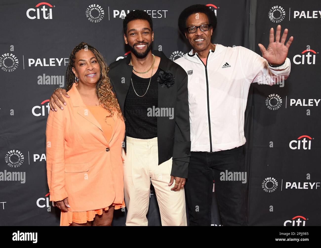 Anthony Hill and parents arriving to PaleyFest 2023: Grey’s Anatomy at Dolby Theatre on April 02 ...