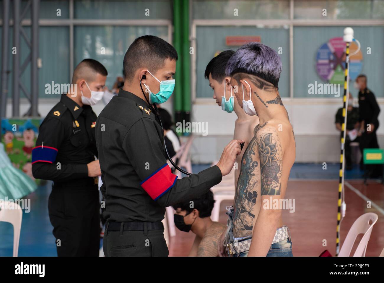 Bangkok, Bangkok, Thailand. 2nd Apr, 2023. A young man gets a physical ...