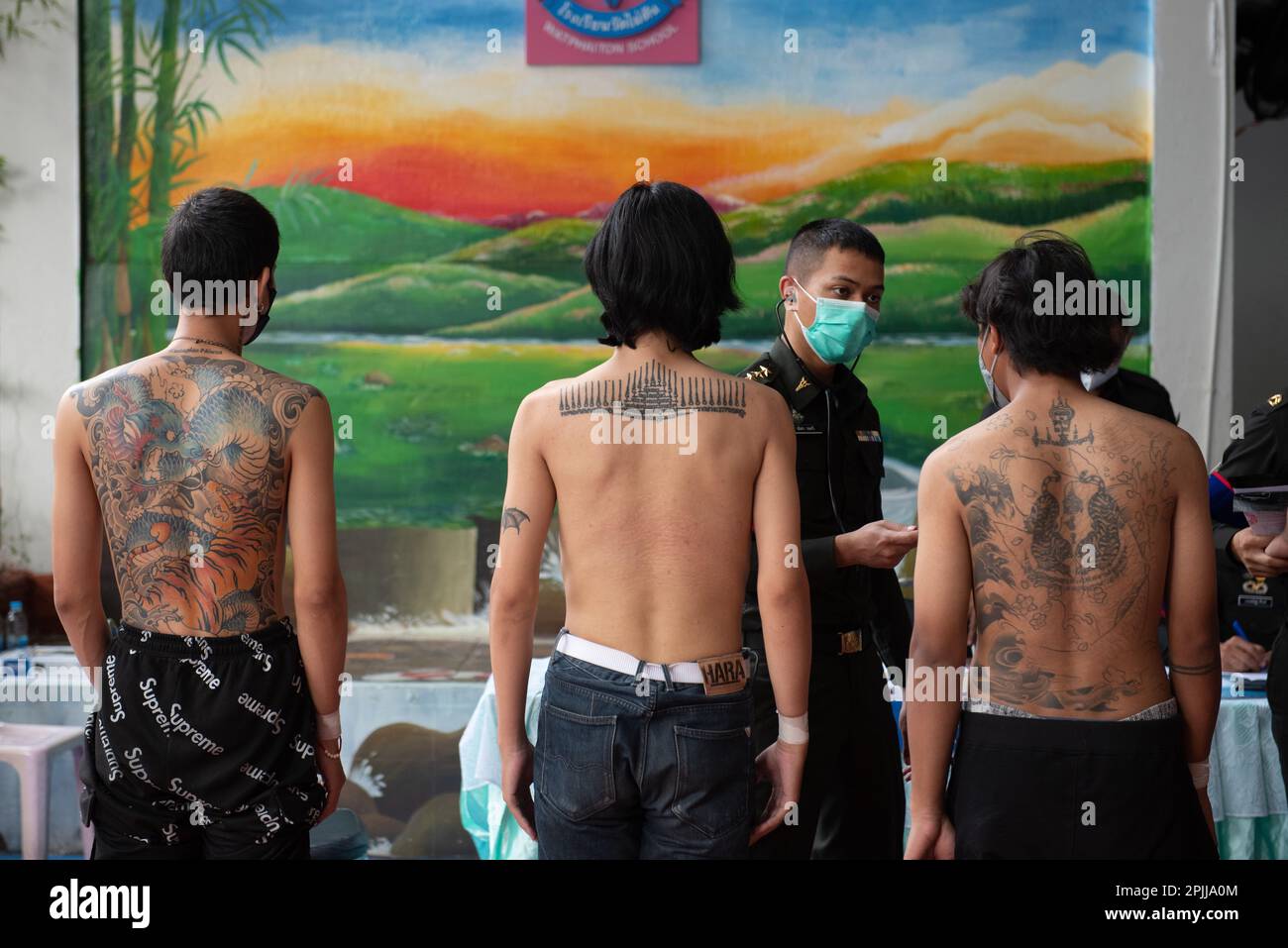 Bangkok, Bangkok, Thailand. 2nd Apr, 2023. A young man gets a physical ...