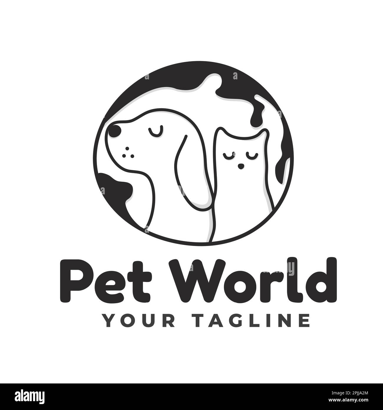 Cute cat and dog pets design inspiration abstract globe map background ...