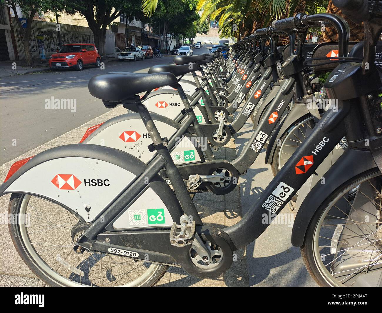 Mexico City, Mexico - Apr 01 2023: The public bicycle system as a great ...