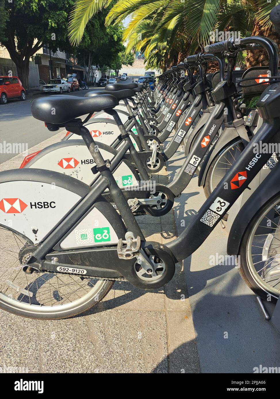 Mexico City, Mexico - Apr 01 2023: The public bicycle system as a great ...