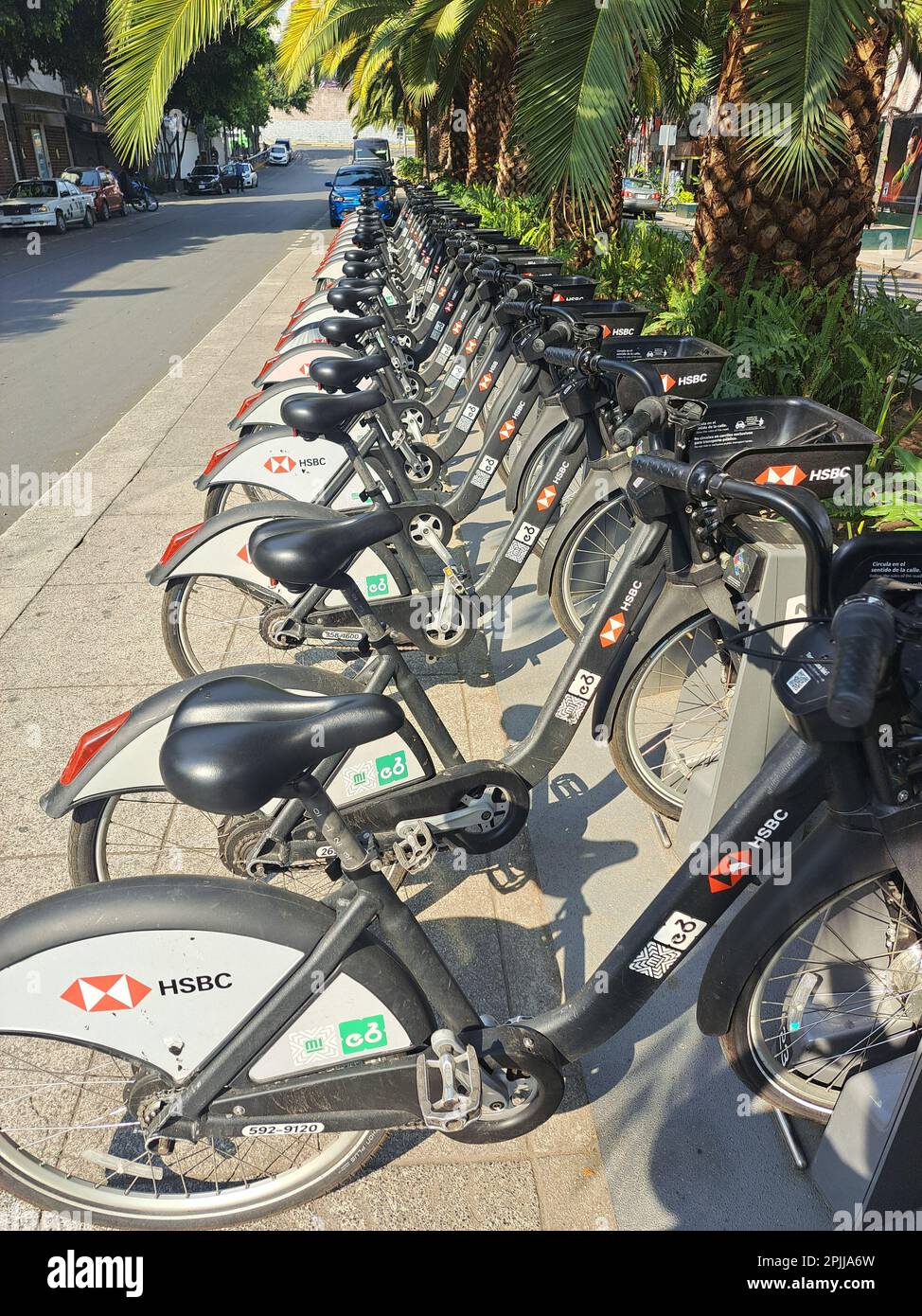 Mexico City, Mexico - Apr 01 2023: The public bicycle system as a great ...