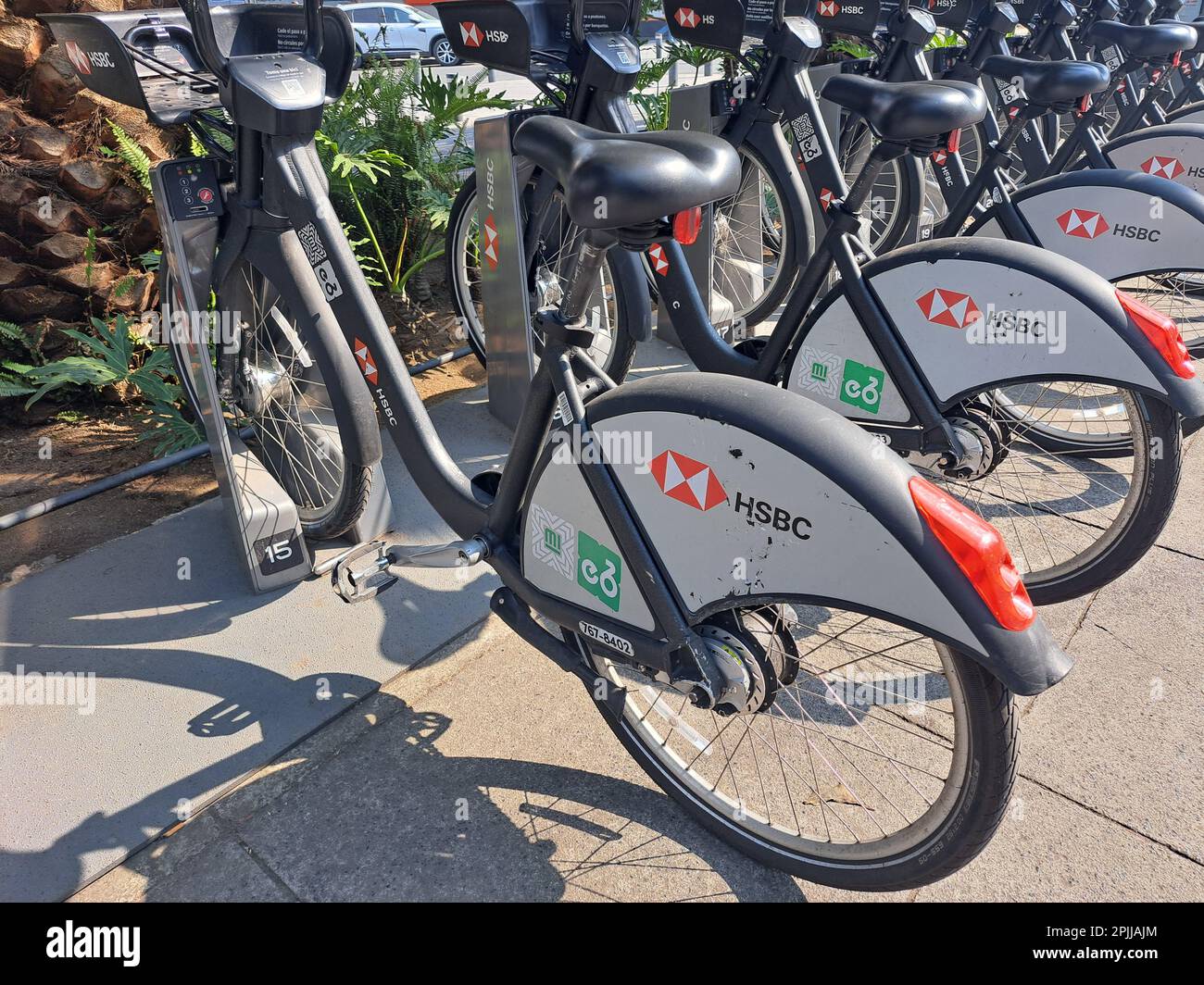 Mexico City, Mexico - Apr 01 2023: The public bicycle system as a great ...