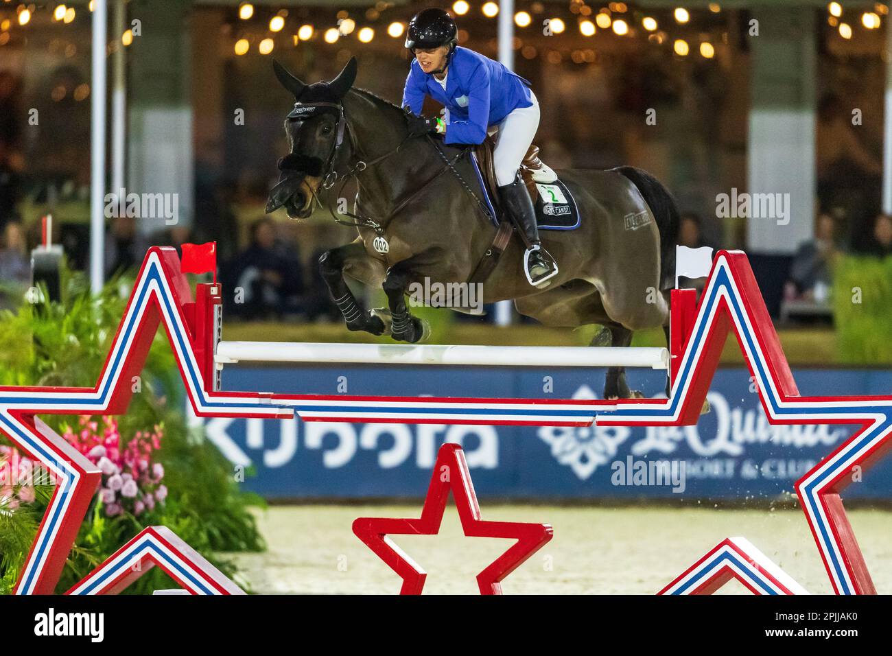 Amy Millar from Canada competes at a Major League Show Jumping event at ...