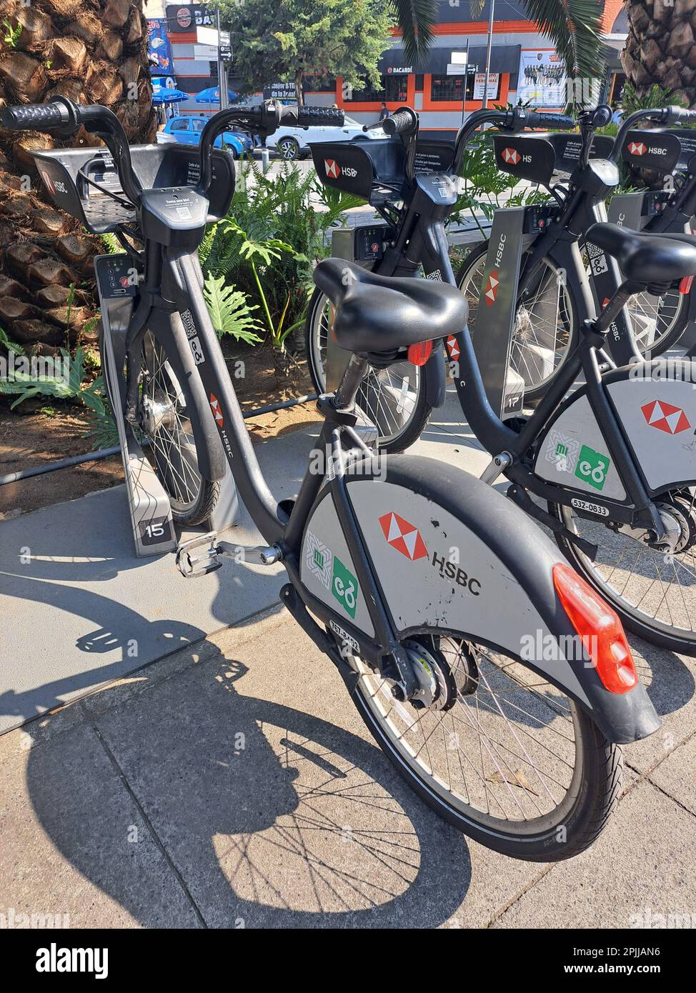 Mexico City, Mexico - Apr 01 2023: The public bicycle system as a great ...