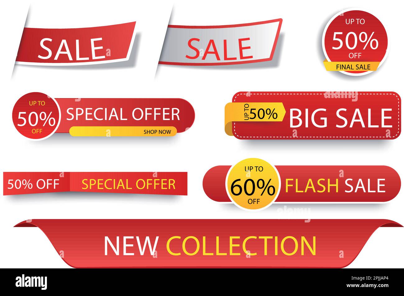 Price tags vector collection. Ribbon sale banners isolated. New ...