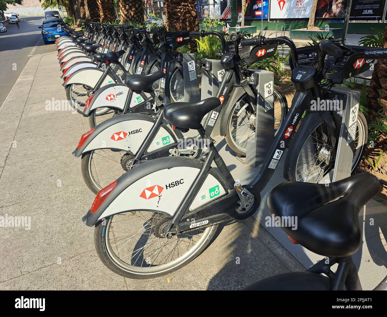 Mexico City, Mexico - Apr 01 2023: The public bicycle system as a great ...
