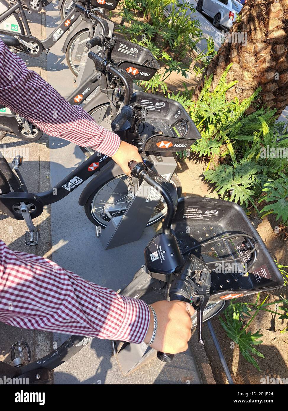 Mexico City, Mexico - Apr 01 2023: The public bicycle system as a great ...