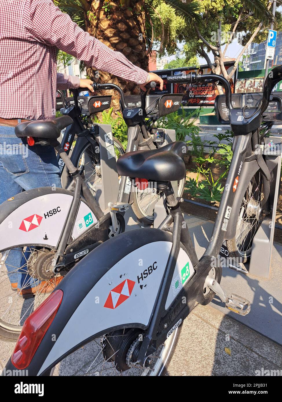 Mexico City, Mexico - Apr 01 2023: The public bicycle system as a great ...