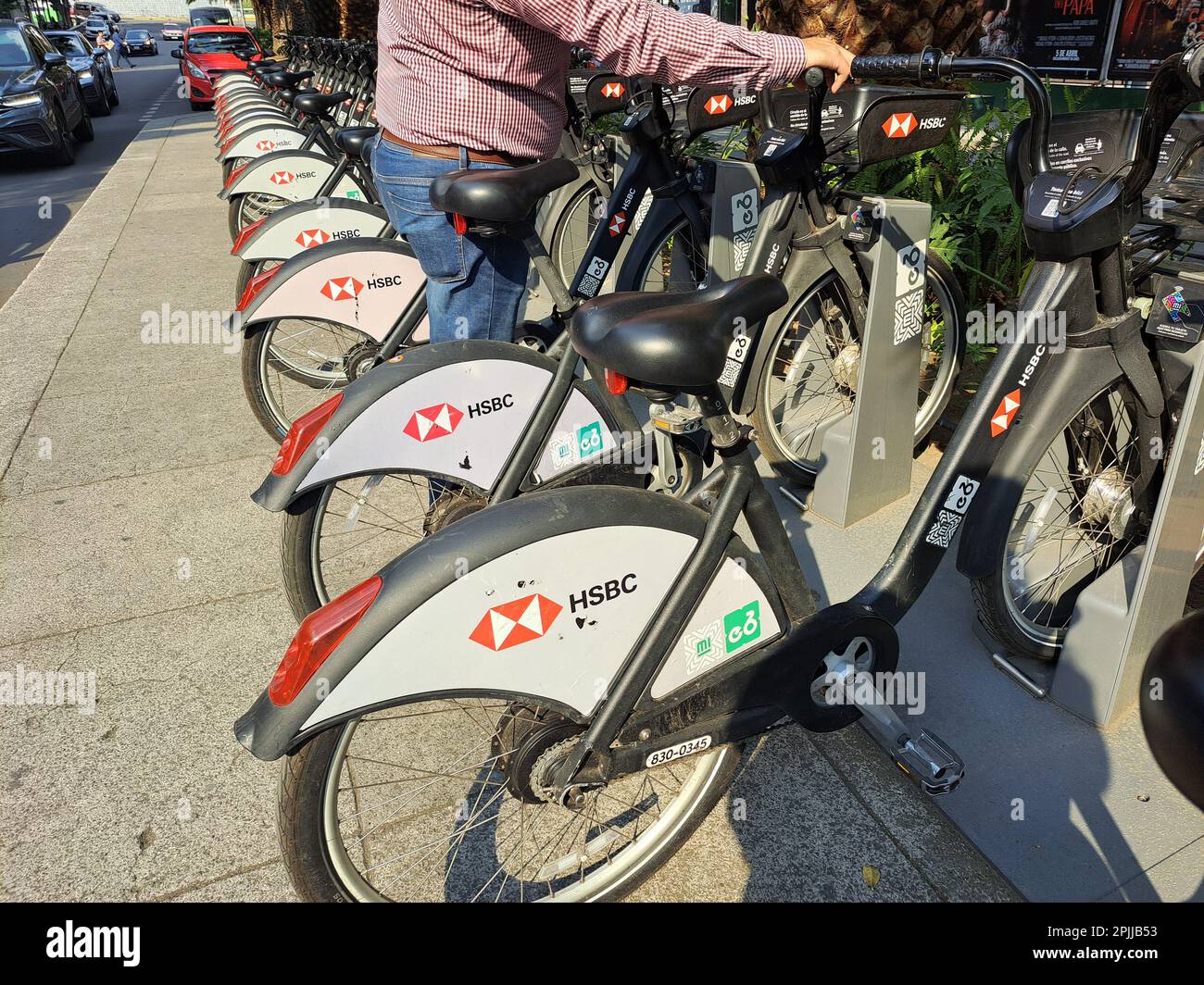 Mexico City, Mexico - Apr 01 2023: The public bicycle system as a great ...