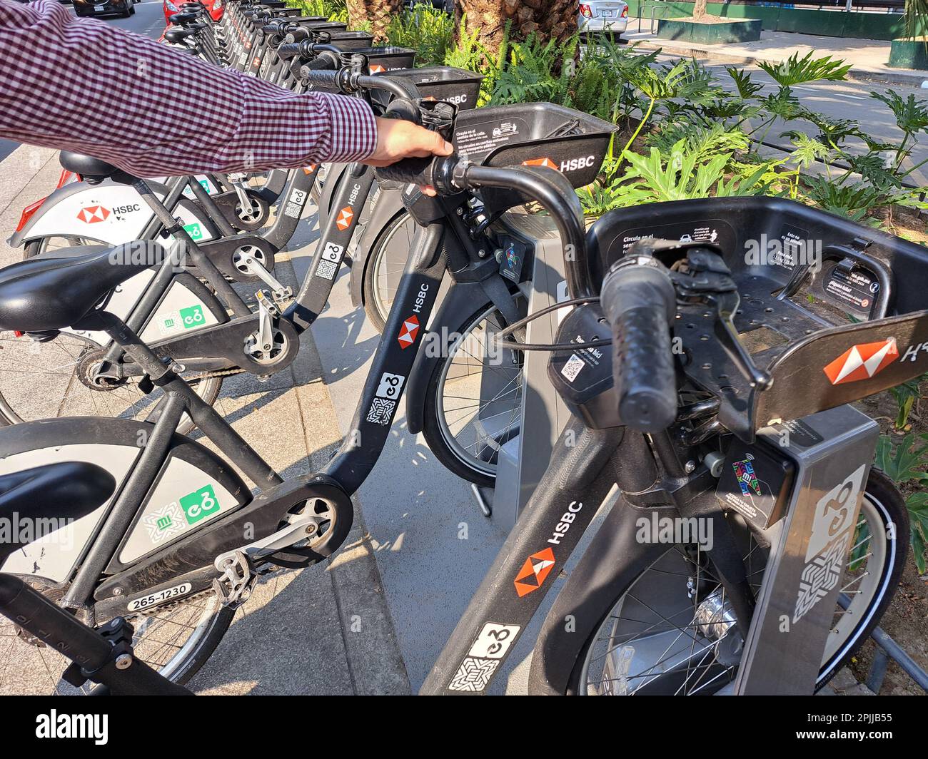 Mexico City, Mexico - Apr 01 2023: The public bicycle system as a great ...