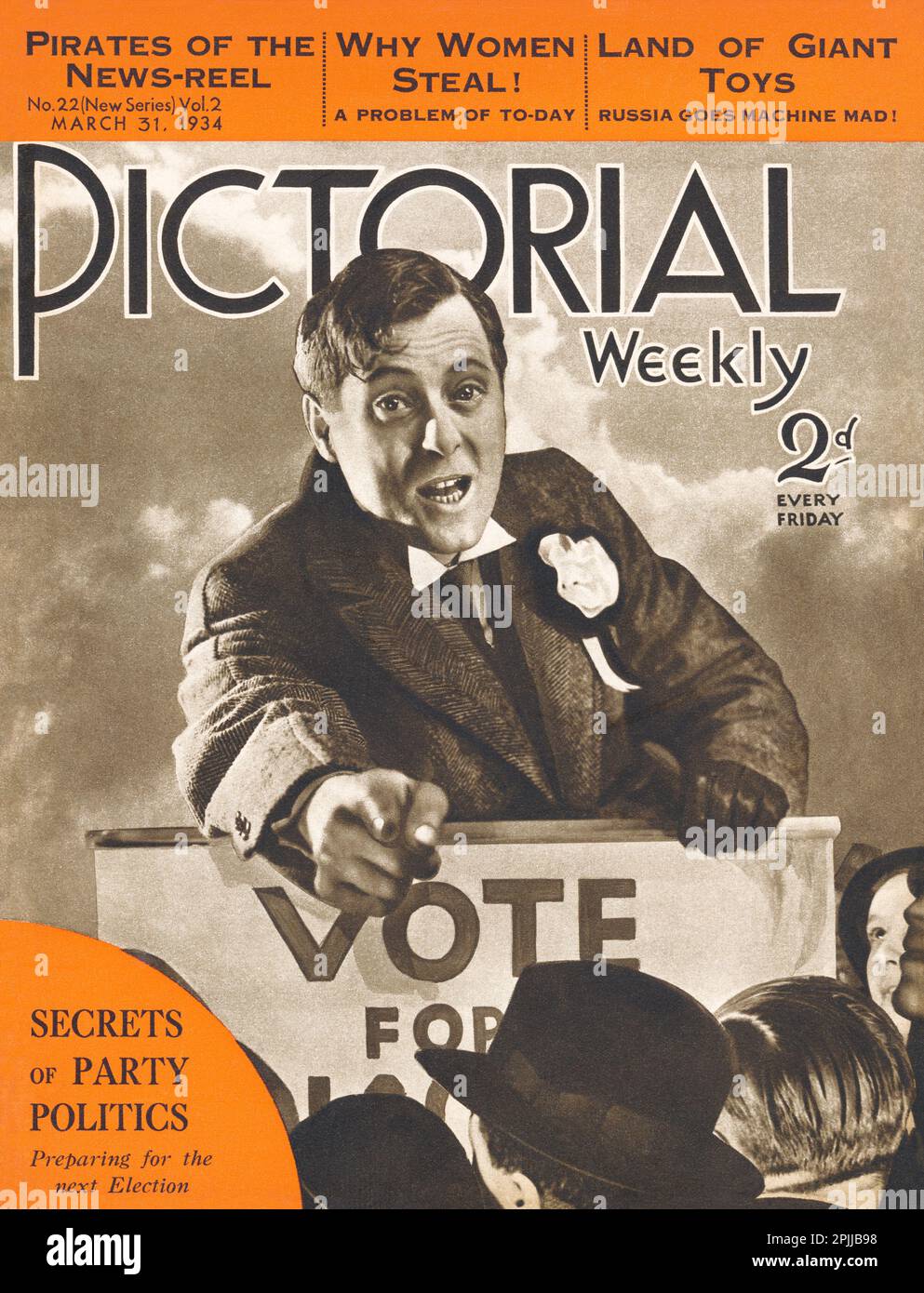 Vintage magazine cover of Pictorial Weekly for 31st March 1934, showing ...