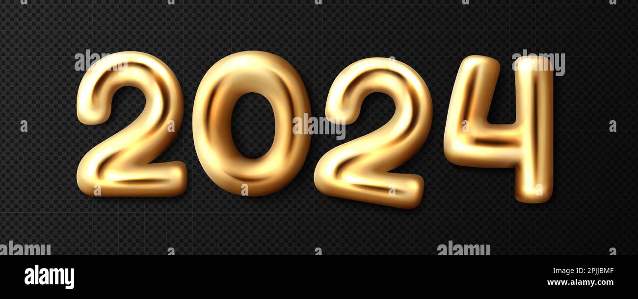 3d gold numbers of 2024 year. Happy New Year celebration party ...