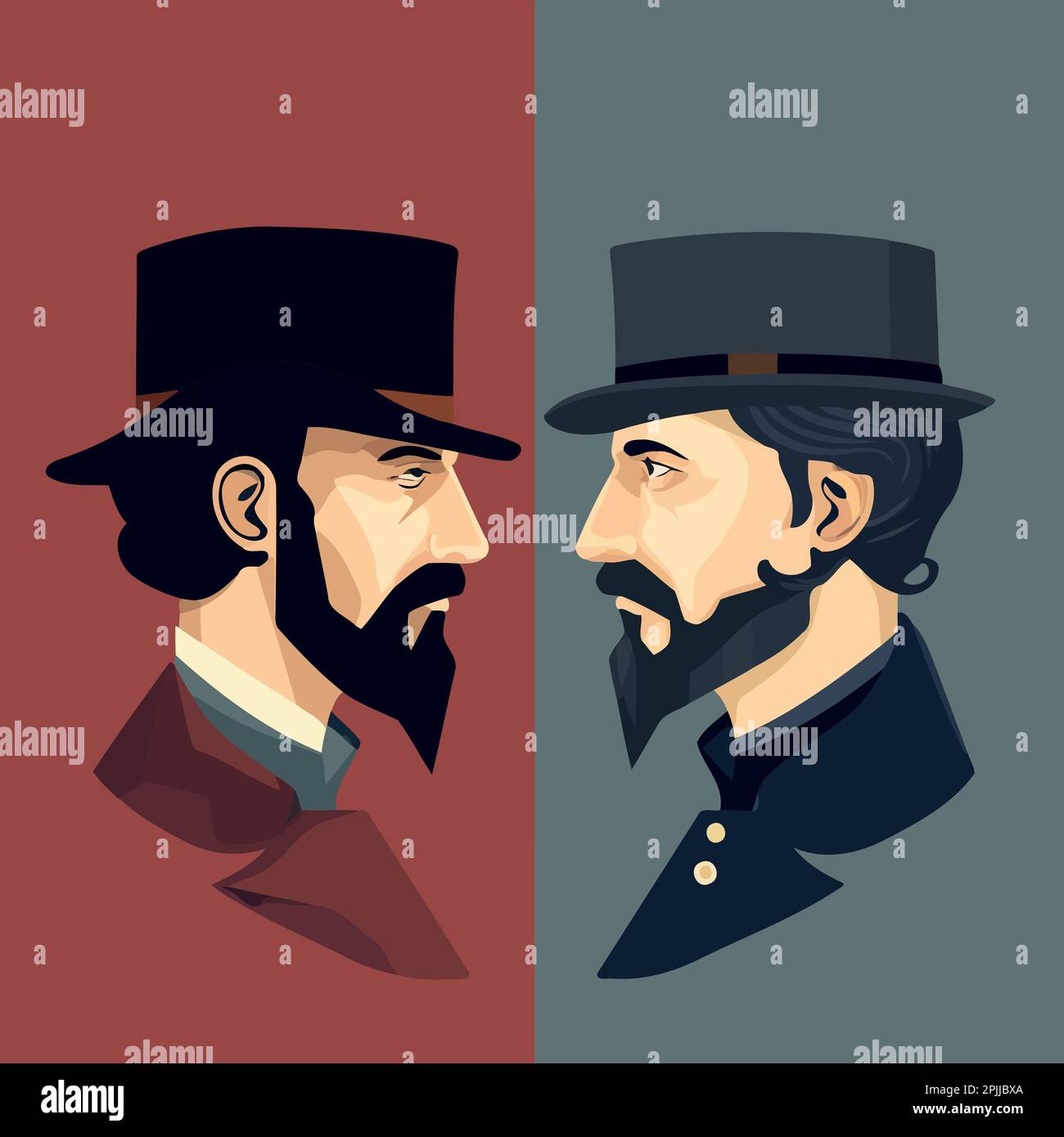 American civil war depicted by two men confronting each other Union vs ...