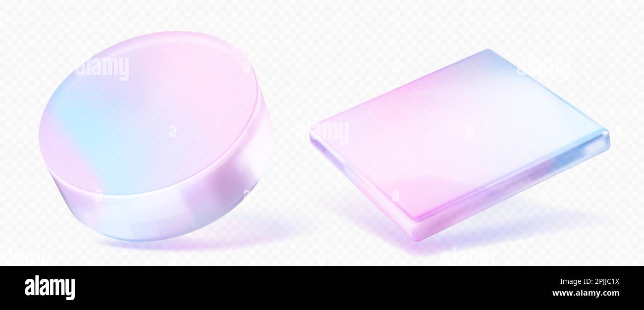 3d crystal glass texture shape with holographic gradient. Isolated ...