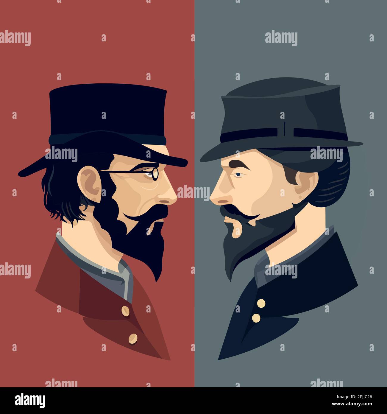 American civil war depicted by two men confronting each other Union vs ...