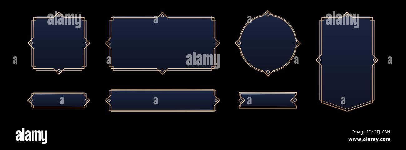 Realistic set of vintage avatar frames and game buttons isolated on ...