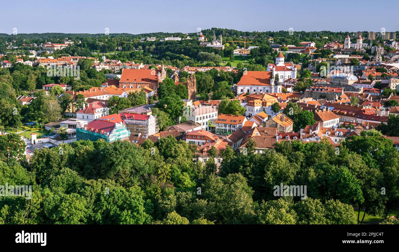 Aerial view of the old buildings in of Vilnius, Lithuania Stock Photo ...
