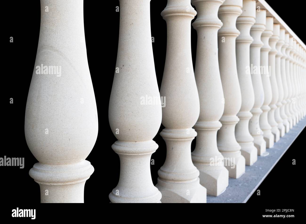 Stonework. Element of a stone interior staircase. Srone baluster close ...