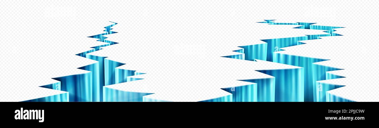 Frozen crack ice land on transparent background. Broken glacier surface ...