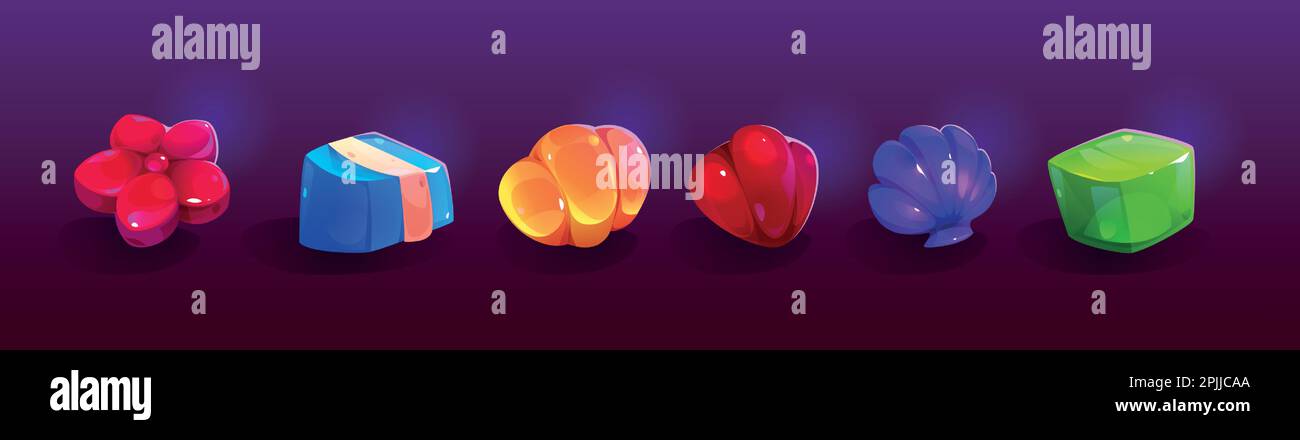 Cartoon jelly candy ui interface vector button set. Cute glossy gummy ...