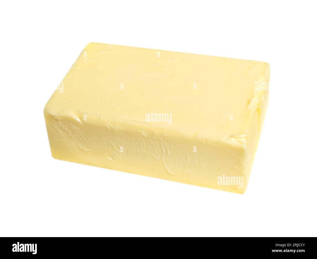 Block of natural butter isolated on white background. Butter brick ...