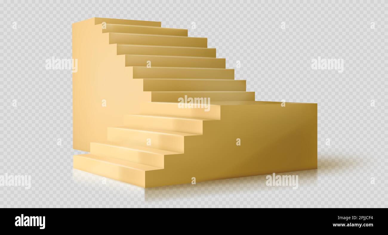 Realistic yellow staircase mockup, interior design element. Vector ...