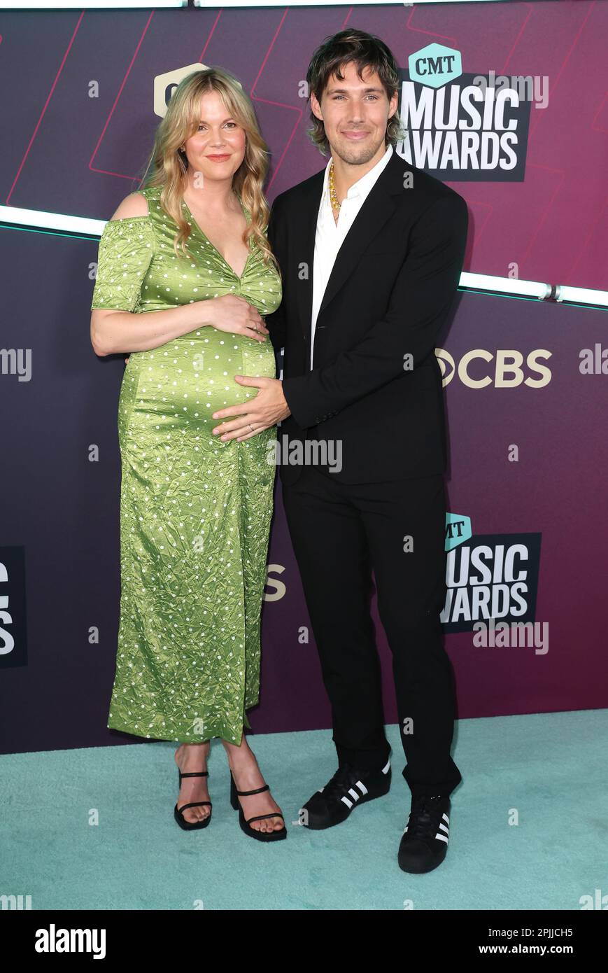 Jake Scott and Rachel Scott arriving at the 2023 CMT Music Awards held ...