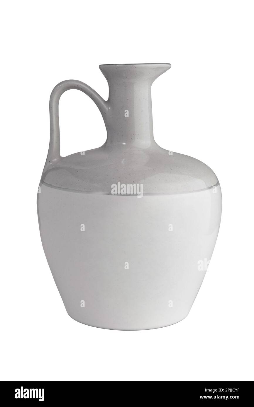 Light-colored porcelain pitcher with a handle and a narrow neck ...