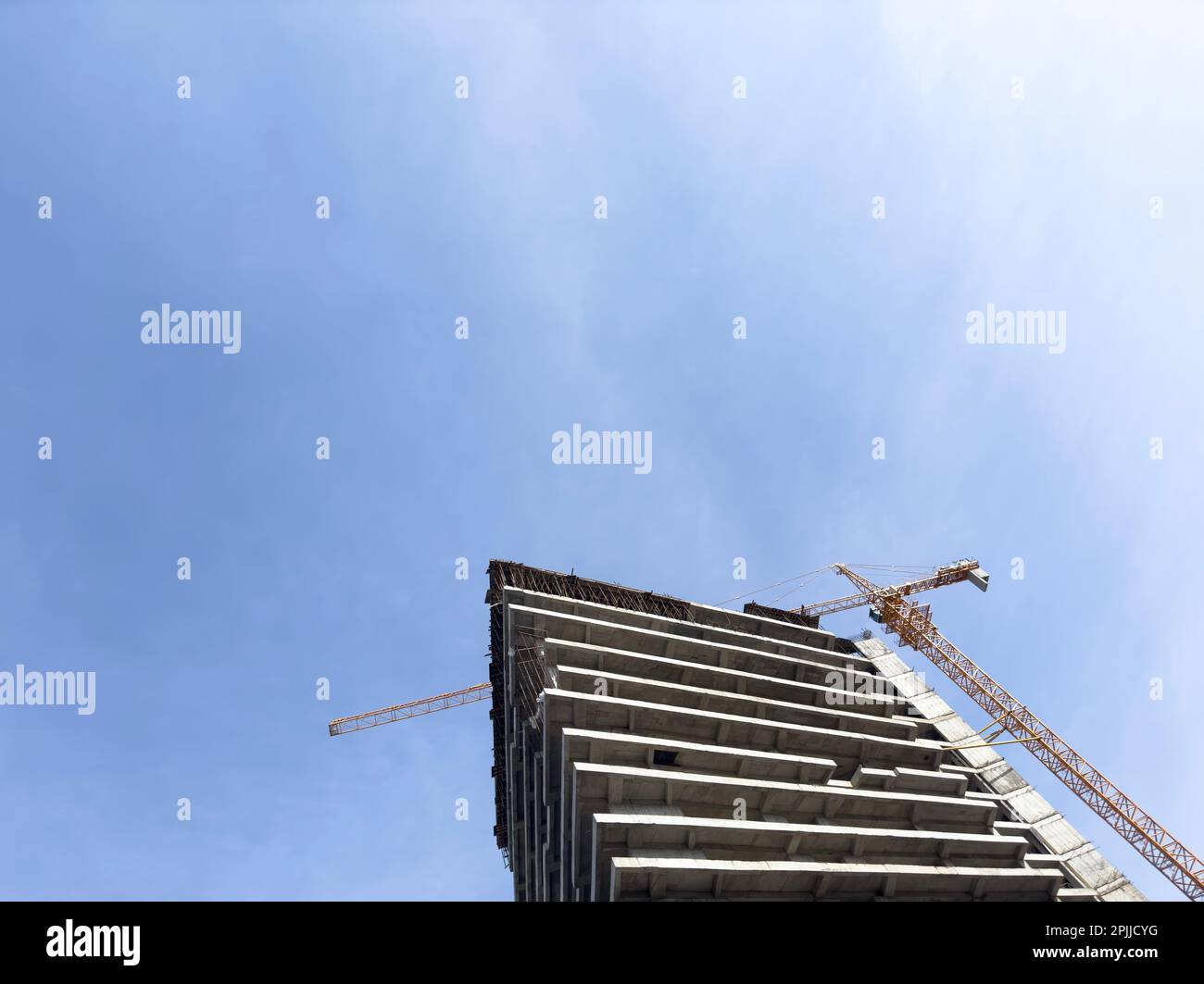 Construction of residential building. Wall of unfinished building ...