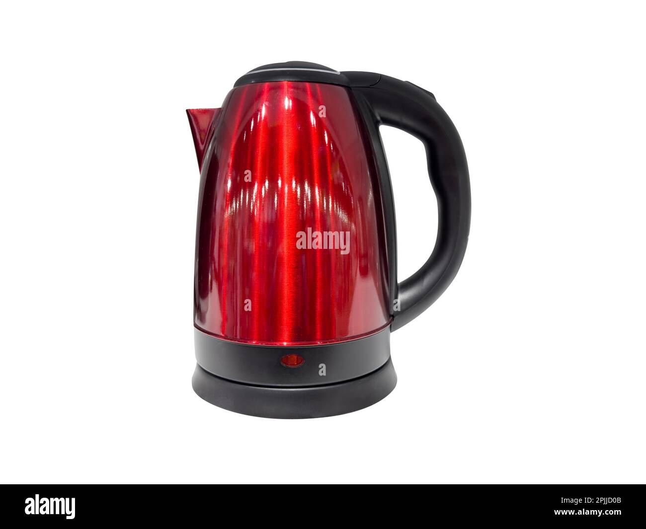 Electric stainless steel kettle isolated on white background. Metal red ...