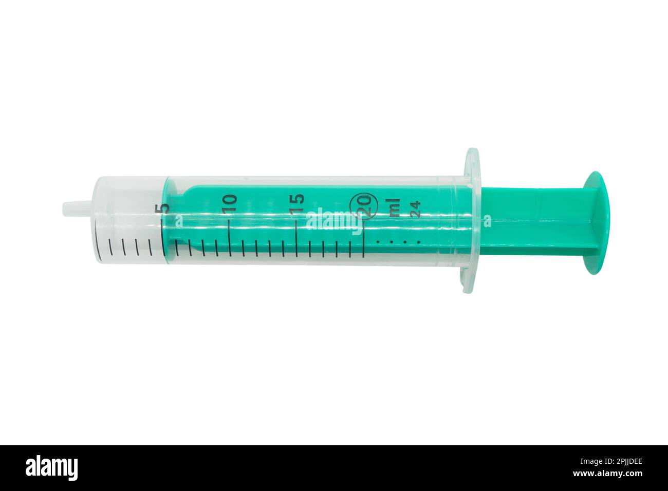 Empty syringe close up isolated on white background. Vaccine plastic ...